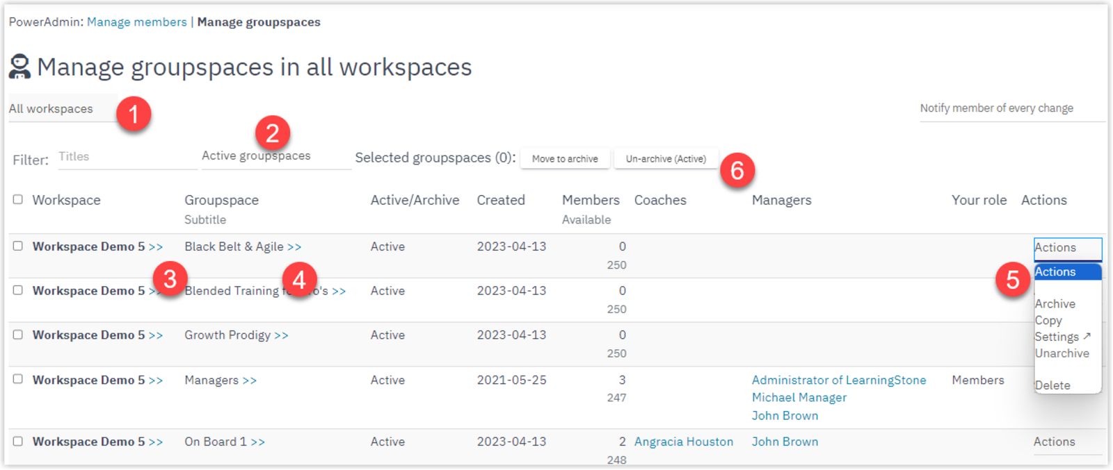Help: PowerAdmin – managing members and groupspaces @ TalentMountain