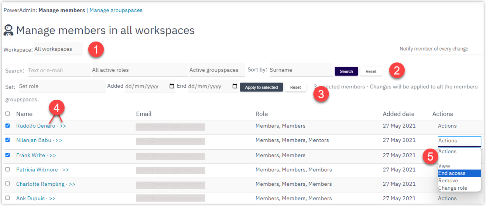 Help: PowerAdmin – managing members and groupspaces @ TalentMountain